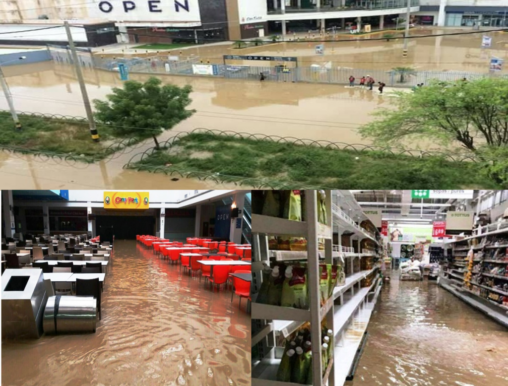 Open Plaza se inunda por desborde del Río Piura | Perú Retail