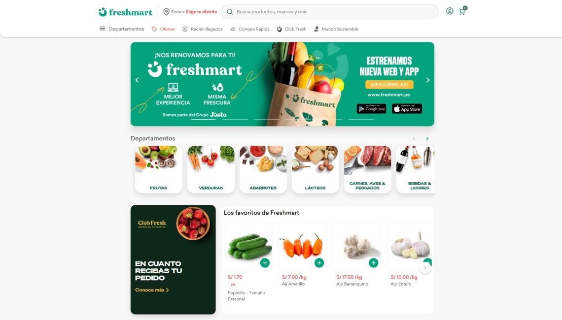 Supermercado online Freshmart se renueva: estrena página web y app de compras