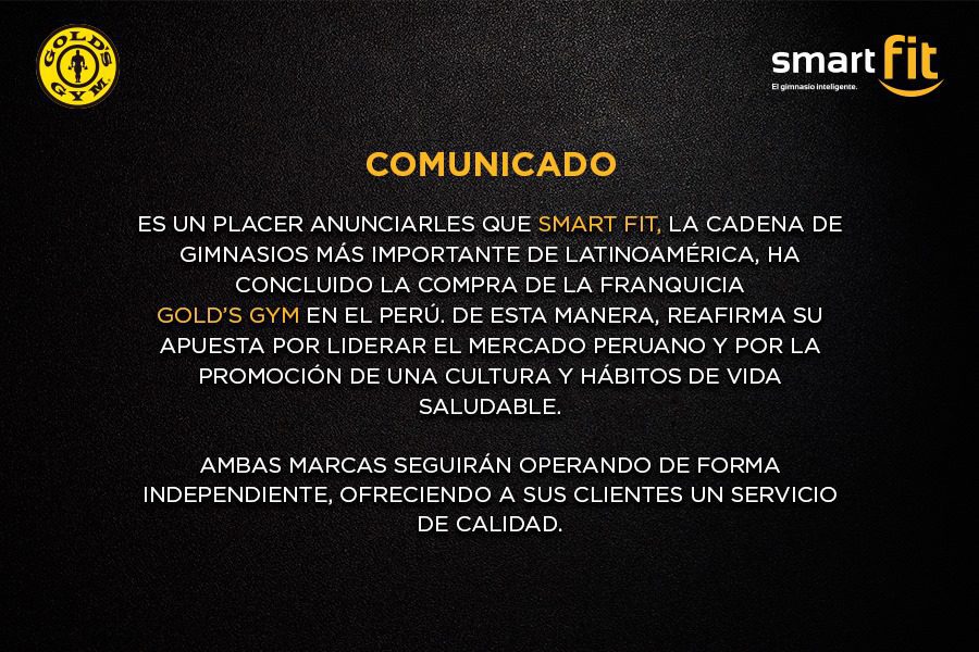 Smart Fit adquiere la cadena de gimnasios Gold’s Gym en Perú | Perú Retail